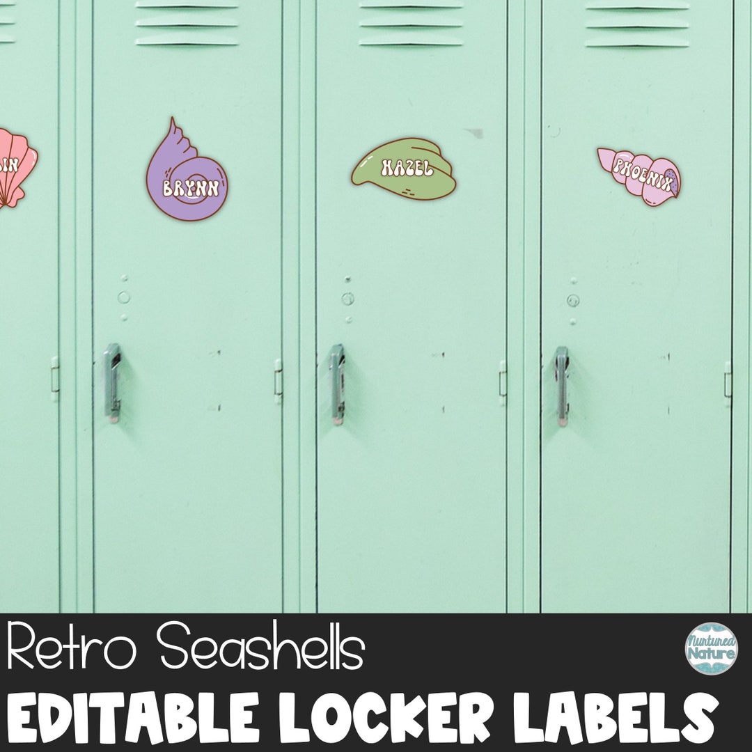 Seashell Name Tags, Retro Name Tags for School, Cubby Tags, Editable ...