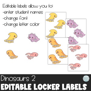 Editable Name Tags for School, Dinosaur Printable, Cubby Tags, Locker ...