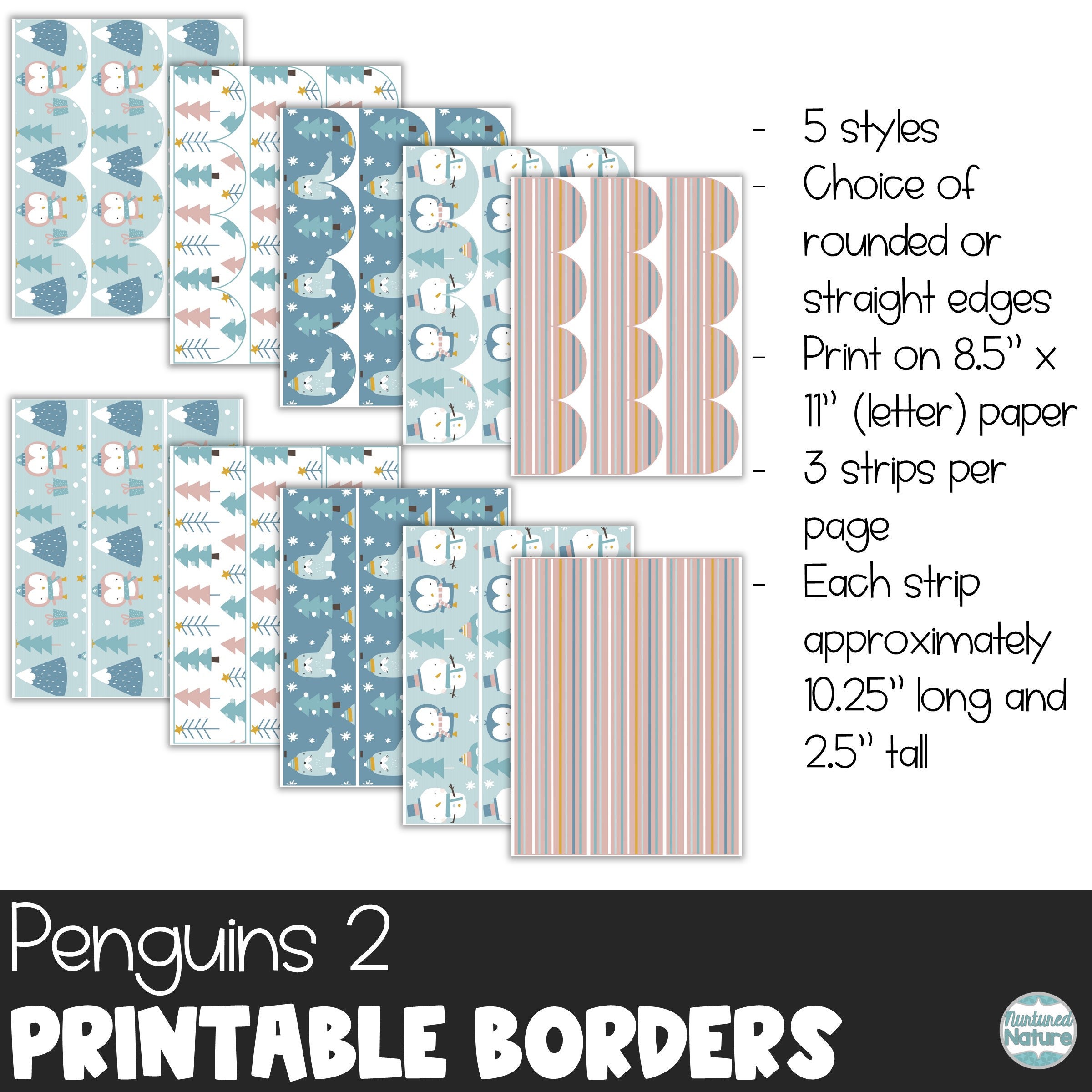Winter Bulletin Board Border, Penguin Print Kids, January Bulletin ...