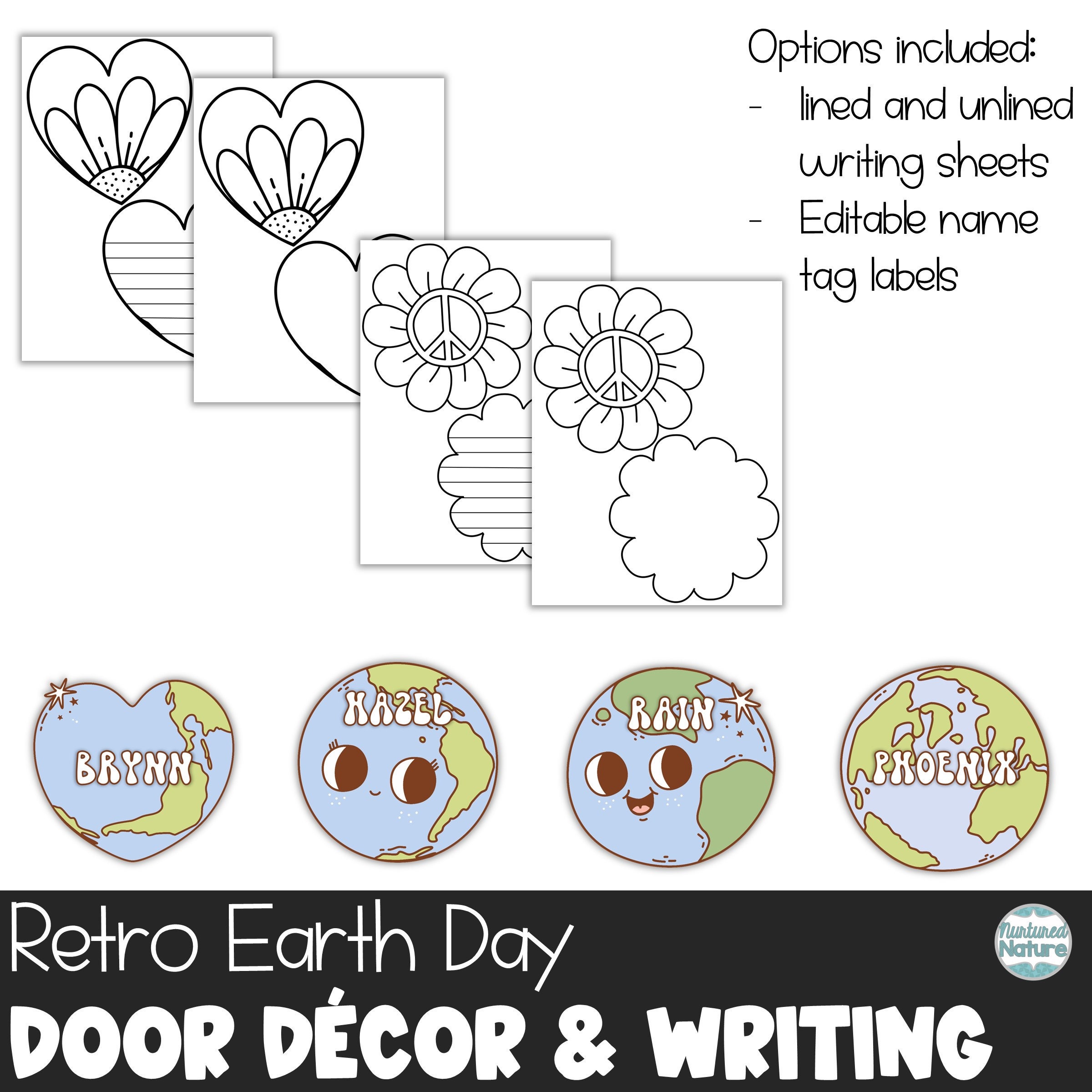 Earth Day Door Decoration Classroom, Retro Classroom Decor Bundle ...