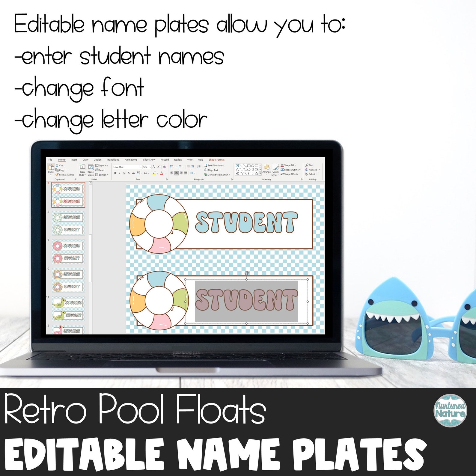 Classroom Name Tags, Summer Classroom Decor, Retro Name Plate for Desk ...