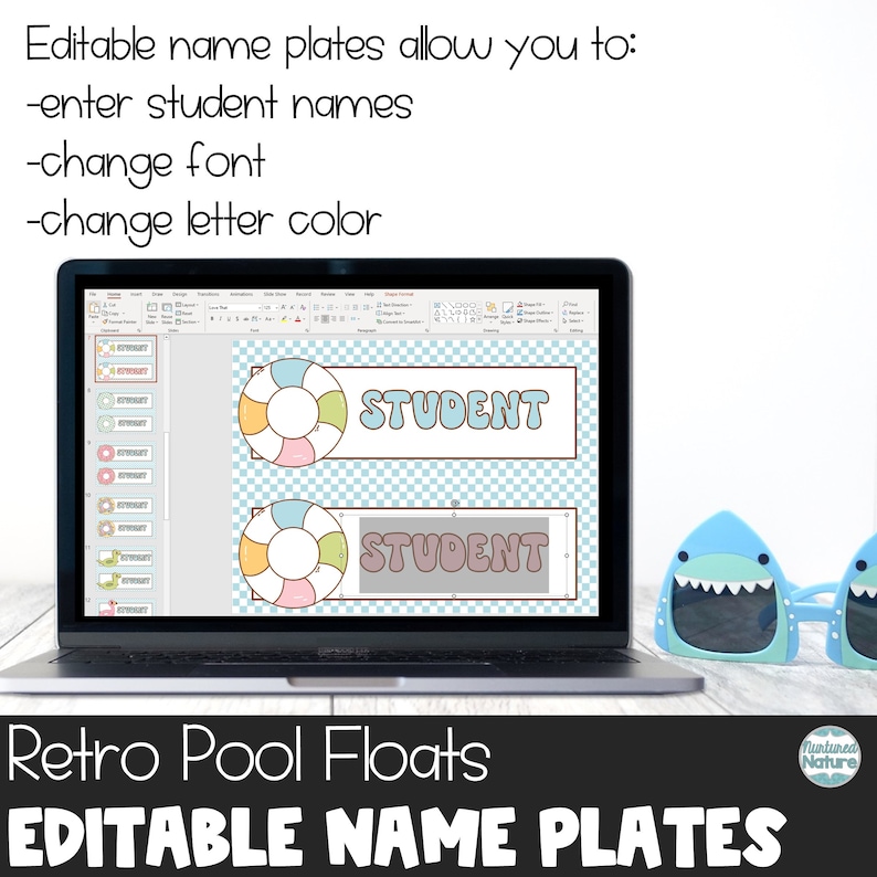 Classroom Name Tags, Summer Classroom Decor, Retro Name Plate for Desk ...