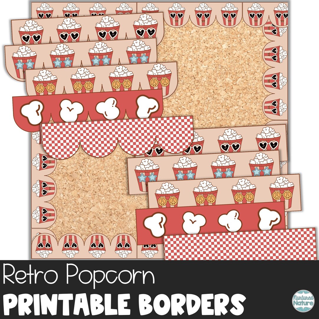 Printable Bulletin Board Border, Retro Classroom Decor, Retro Popcorn ...