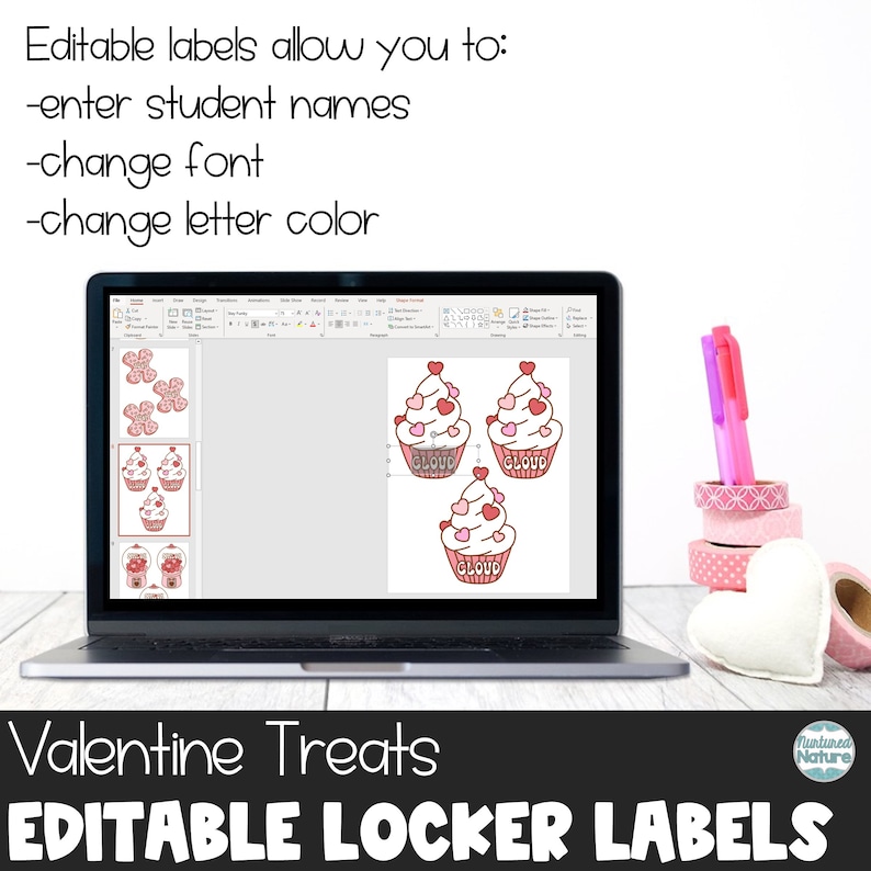 Editable Name Tags for School, Retro Valentine Download, Heart Cookies ...