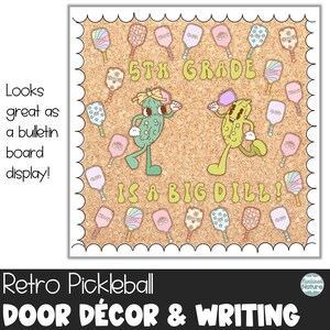 Retro Pickleball Bulletin Board Kit, Pickle Character, Pickleball Theme ...