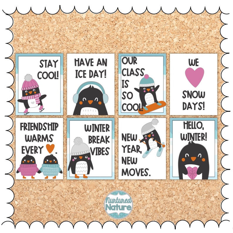 Penguin Winter Posters for Bulletin Board Printable - Etsy