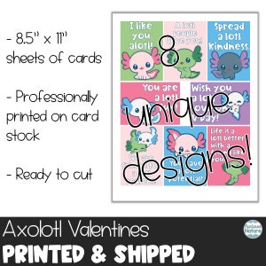 Axolotl Valentine’s Day Cards for Kids Classrooms, Valentines Day Party ...