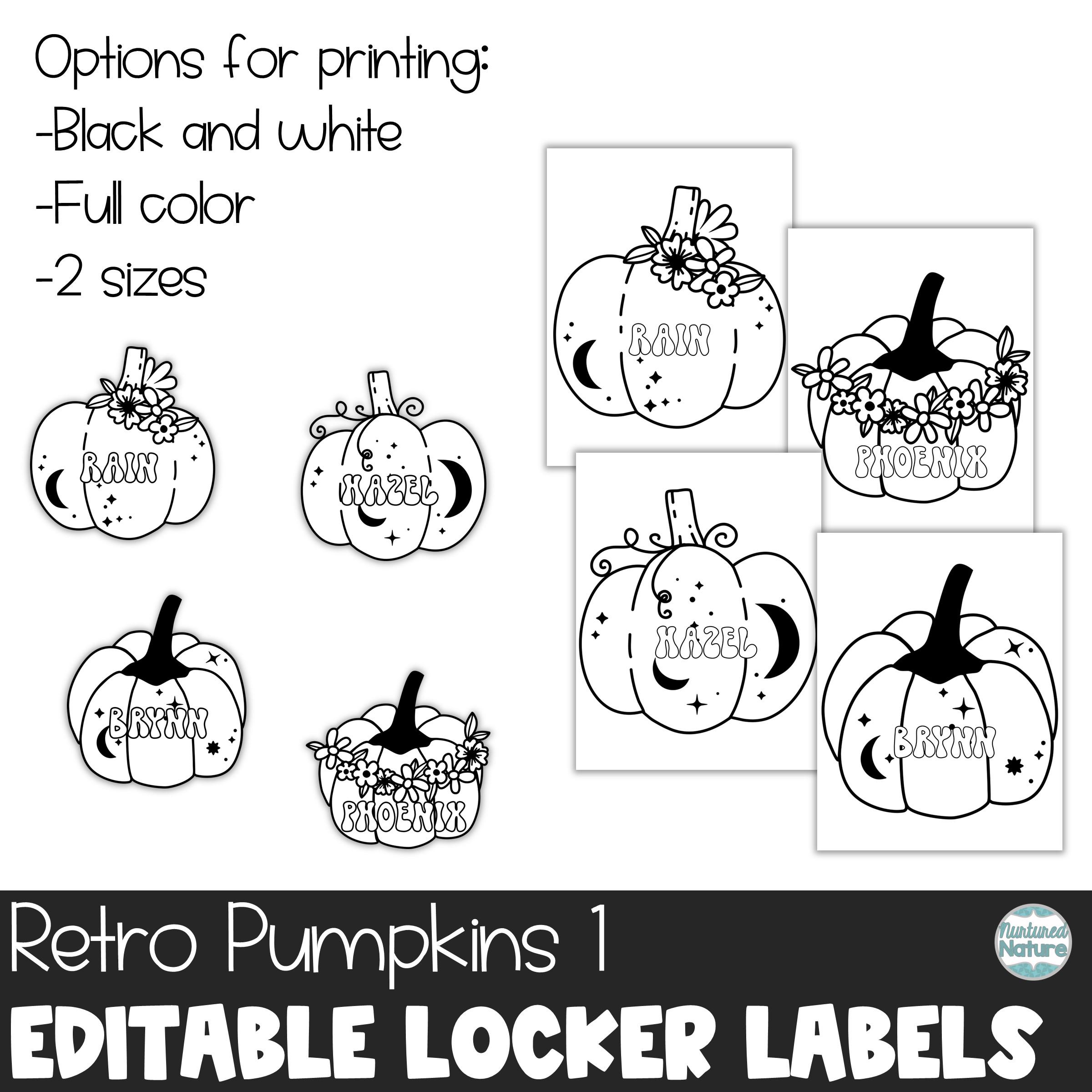 Editable Name Tags for School, Retro Fall Vibes, Pumpkin Name Tags ...
