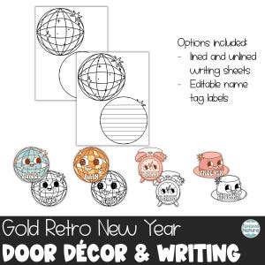 New Year Classroom Door Decoration, Retro New Year, Disco Ball ...