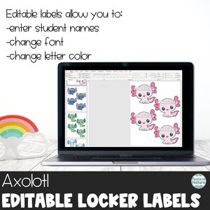 Cubby Labels, Axolotl Decorations, Locker Label Set, Editable Locker ...
