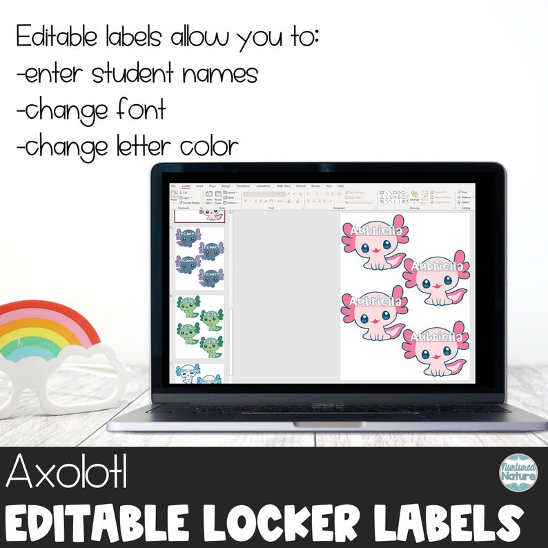 Cubby Labels Axolotl Decorations Locker Label Set Editable - Etsy