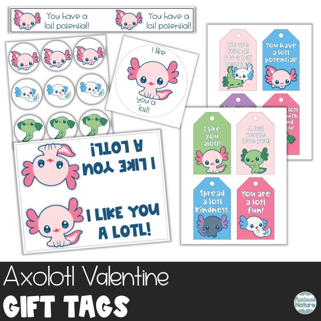 Gift Tags for Students, Gift Tags Printable Kids, Axolotl Decorations ...