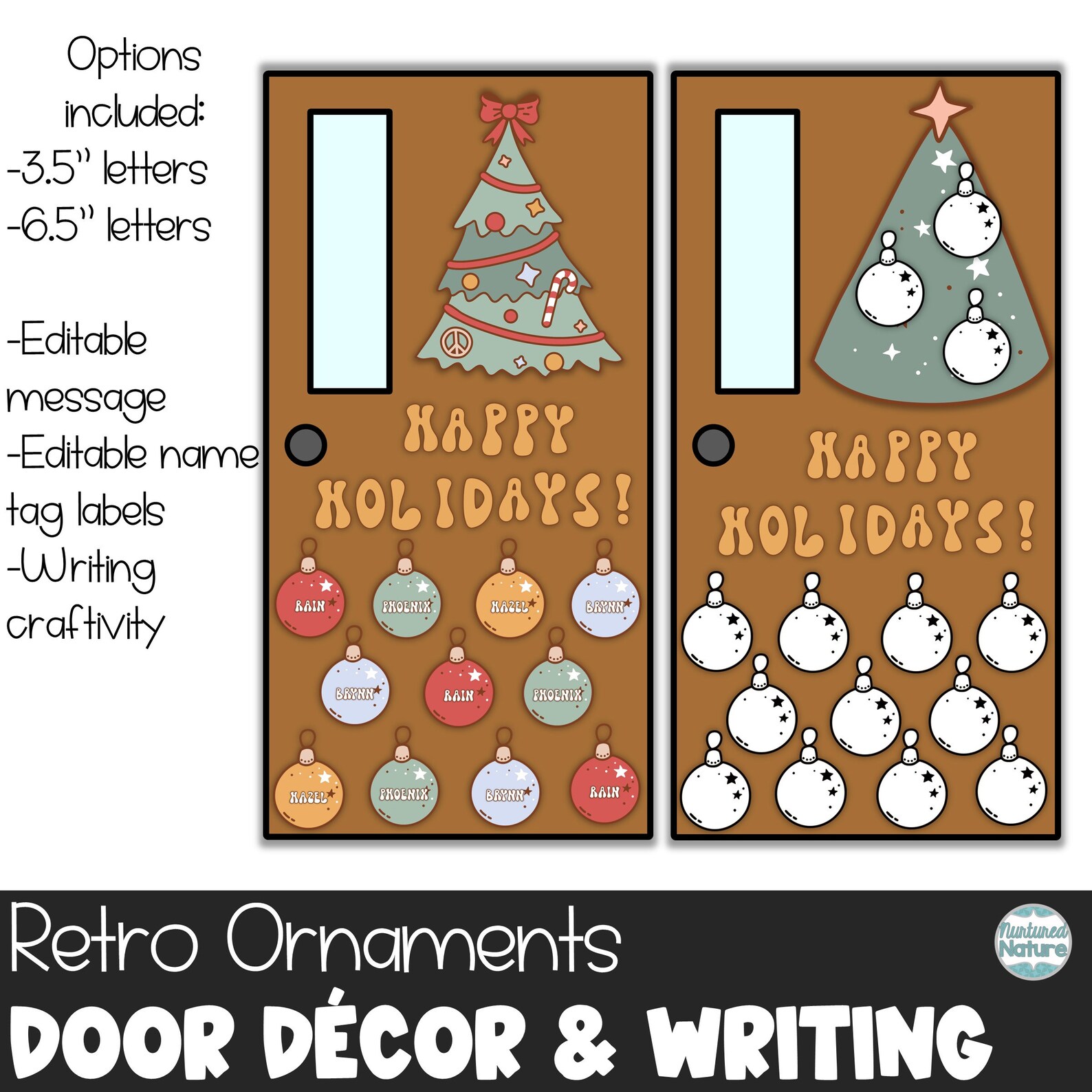 Christmas Classroom Door Decoration, Holiday Bulletin Board, Retro ...