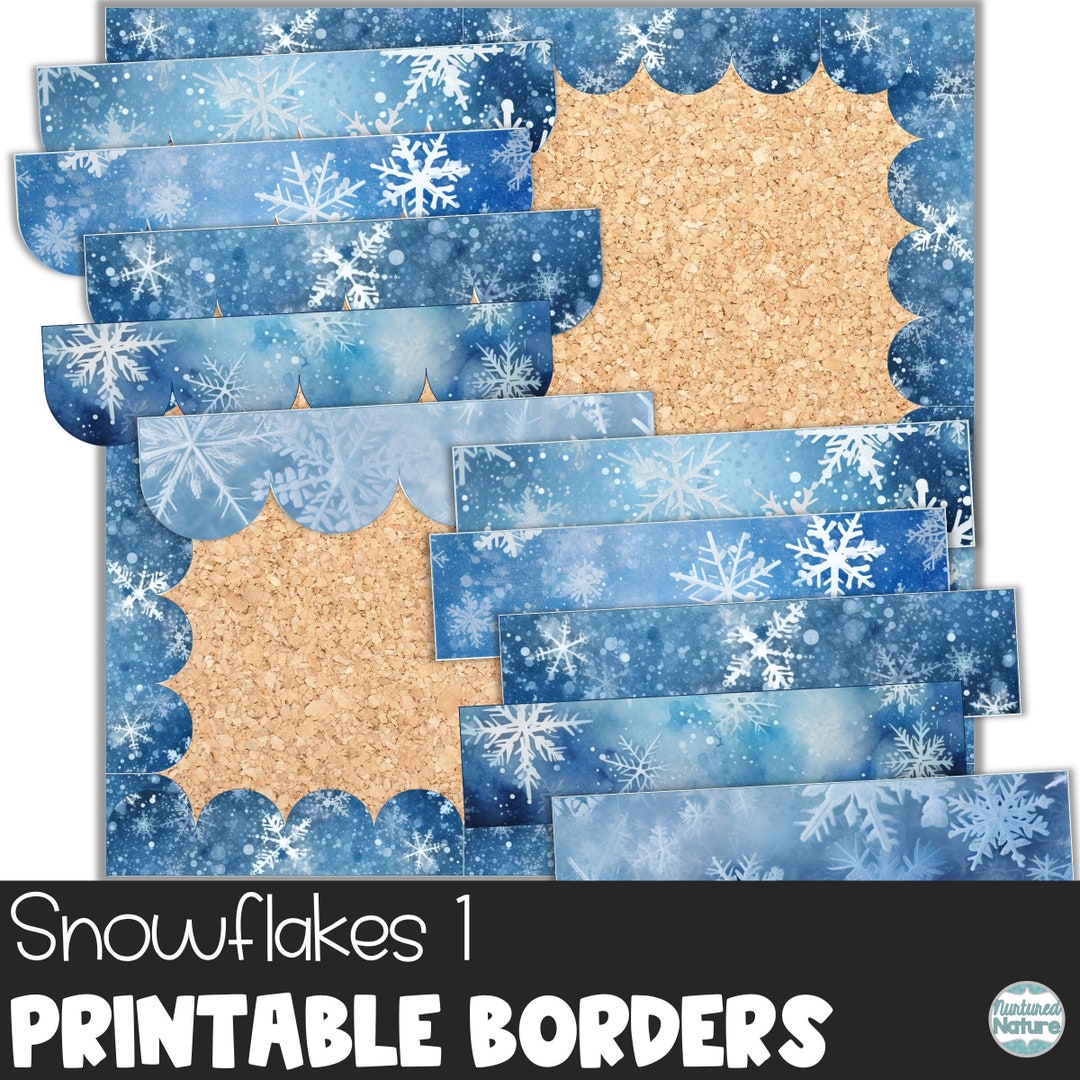 Winter Bulletin Board Border, Snowflake Print, January Bulletin Board ...