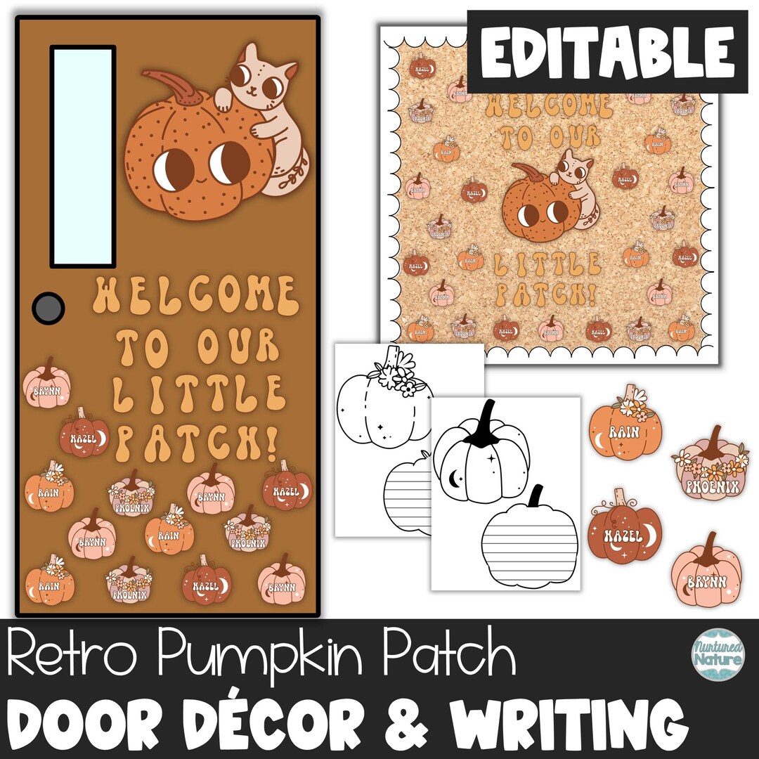 Fall Classroom Door Decor, Pumpkin Bulletin Board, Retro Halloween ...