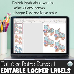 Editable Name Tags for School, Retro Cubby Tags, Back to School ...