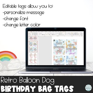 Editable Gift Tags Birthday Bag for Students Balloon Dog - Etsy