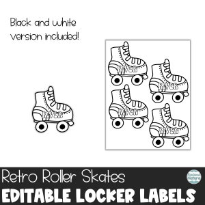 Editable Name Tags for School, Retro Roller Skates, Cubby Tags ...