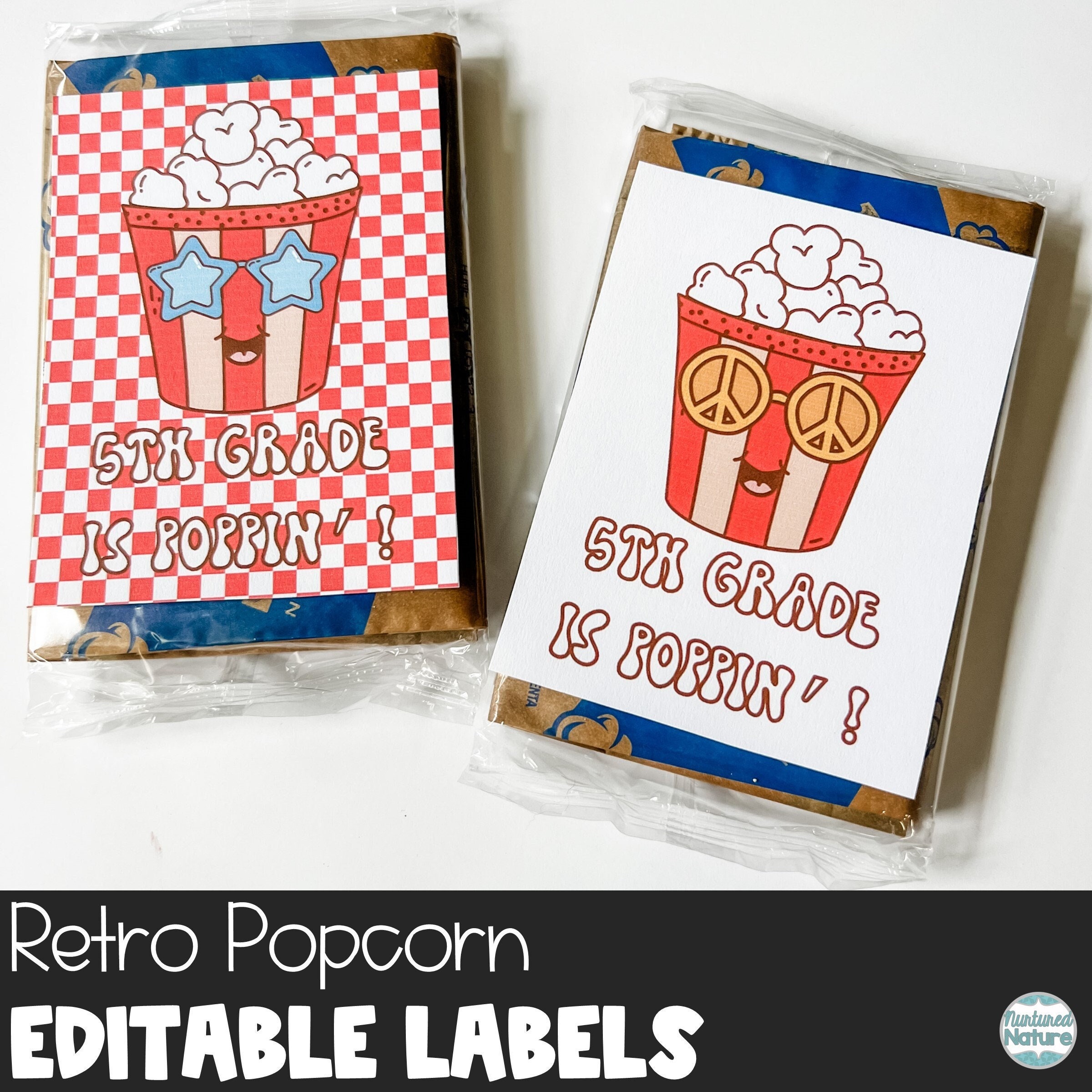 Popcorn Label Template Editable Gift Tags Back to School - Etsy