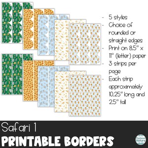 Printable Bulletin Board Border, Safari Theme Classroom Decor, Animal ...