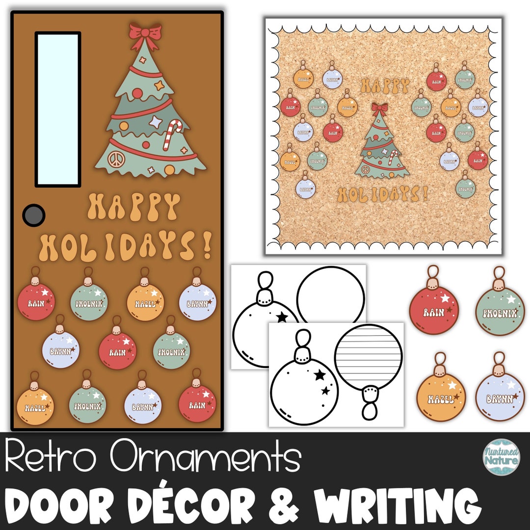 Christmas Classroom Door Decoration, Holiday Bulletin Board, Retro ...
