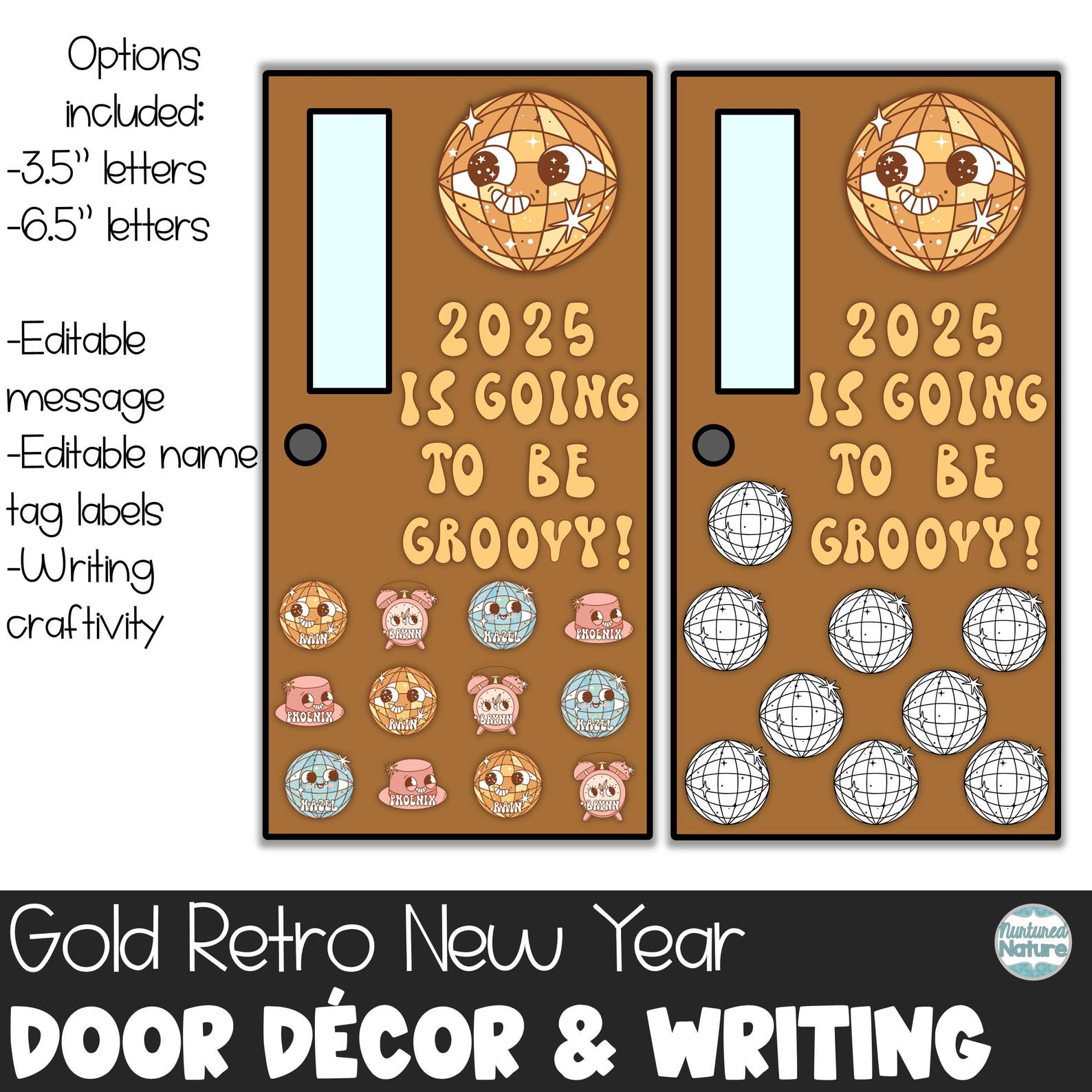 New Year Classroom Door Decoration, Retro New Year, Disco Ball ...