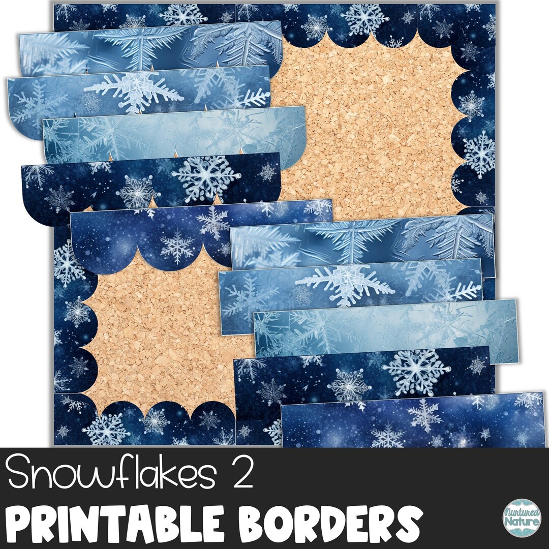 Winter Bulletin Board Border, Snowflake Print, January Bulletin Board ...
