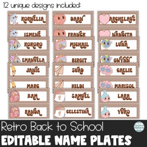 Classroom Name Tags, Back to School Classroom Decor, Retro Name Plate ...