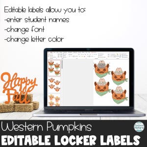 Editable Name Tags for School, Western Halloween Decor, Cowboy Pumpkin ...