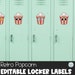 Editable Name Tags for School, Retro Popcorn, Cubby Tags, Editable ...