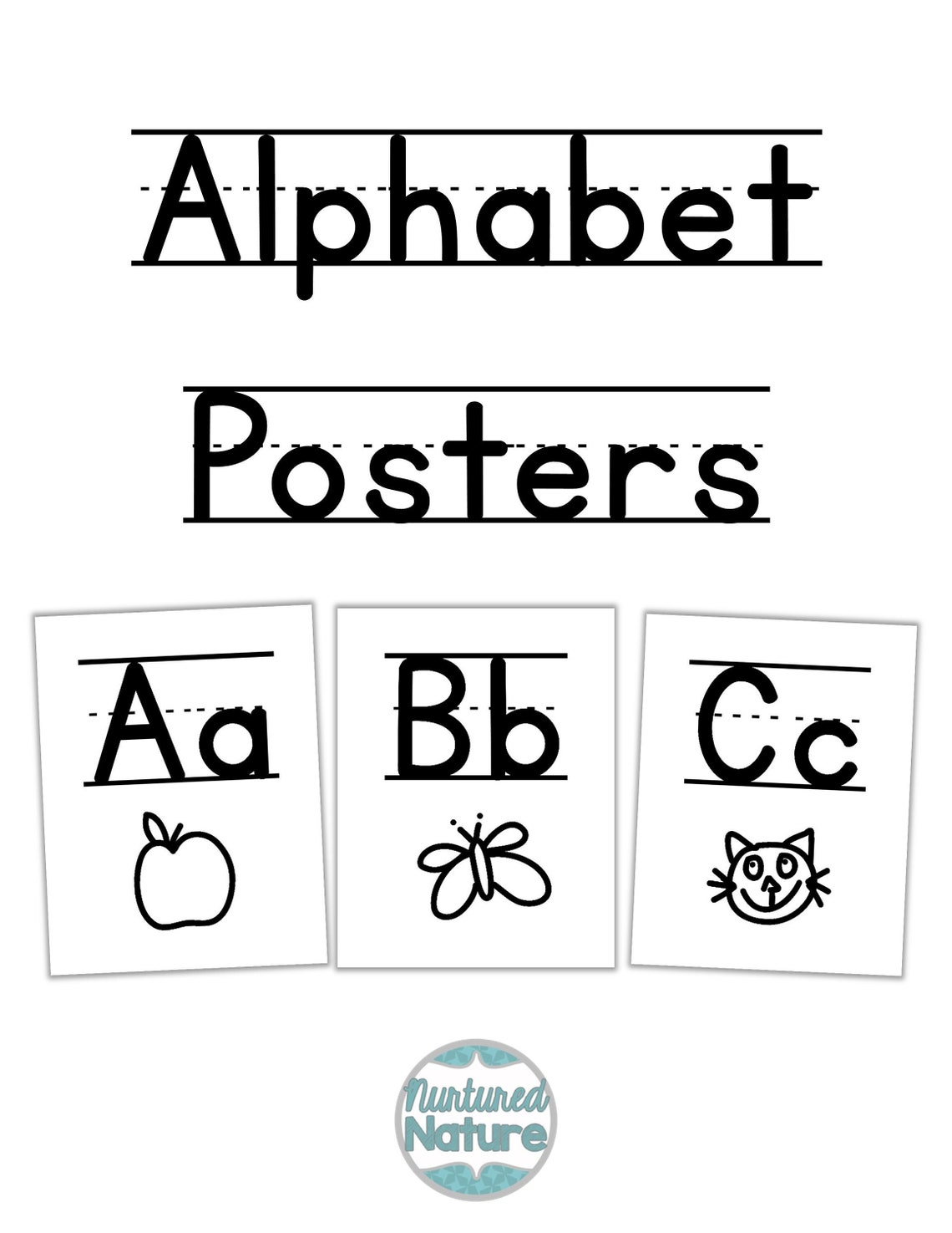 Lined Classroom Alphabet ABC Poster Set Printable Instant - Etsy