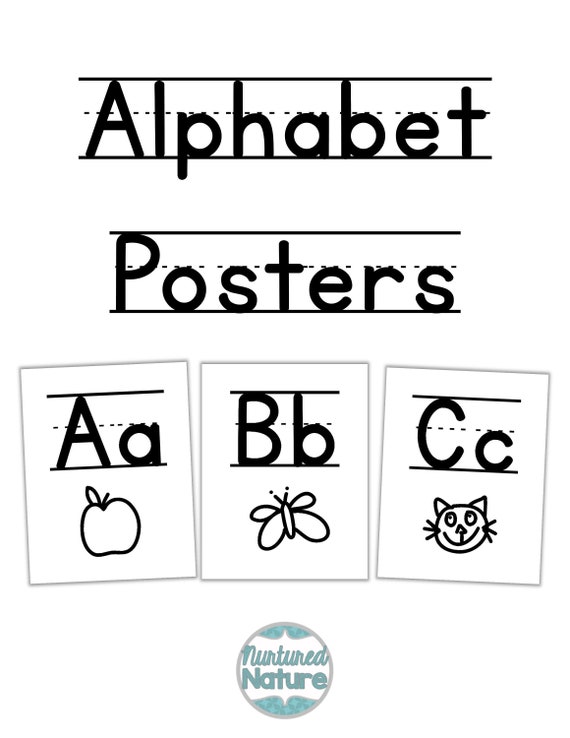Lined Classroom Alphabet ABC Poster Set Printable Instant - Etsy