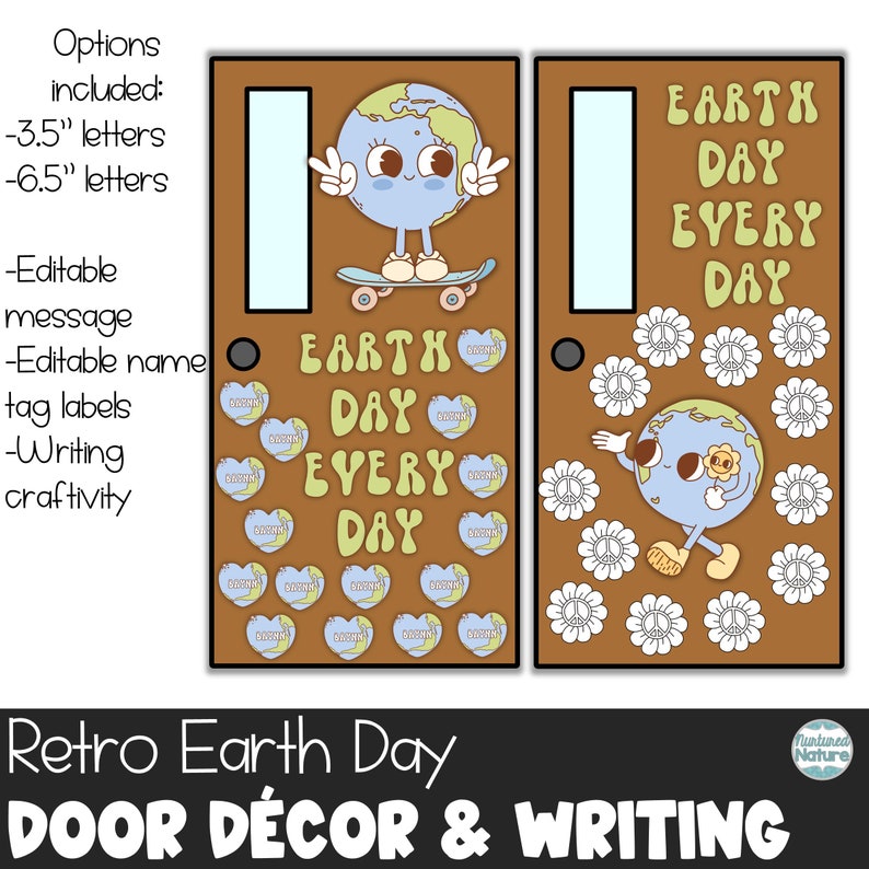Earth Day Door Decoration Classroom, Retro Classroom Decor Bundle ...
