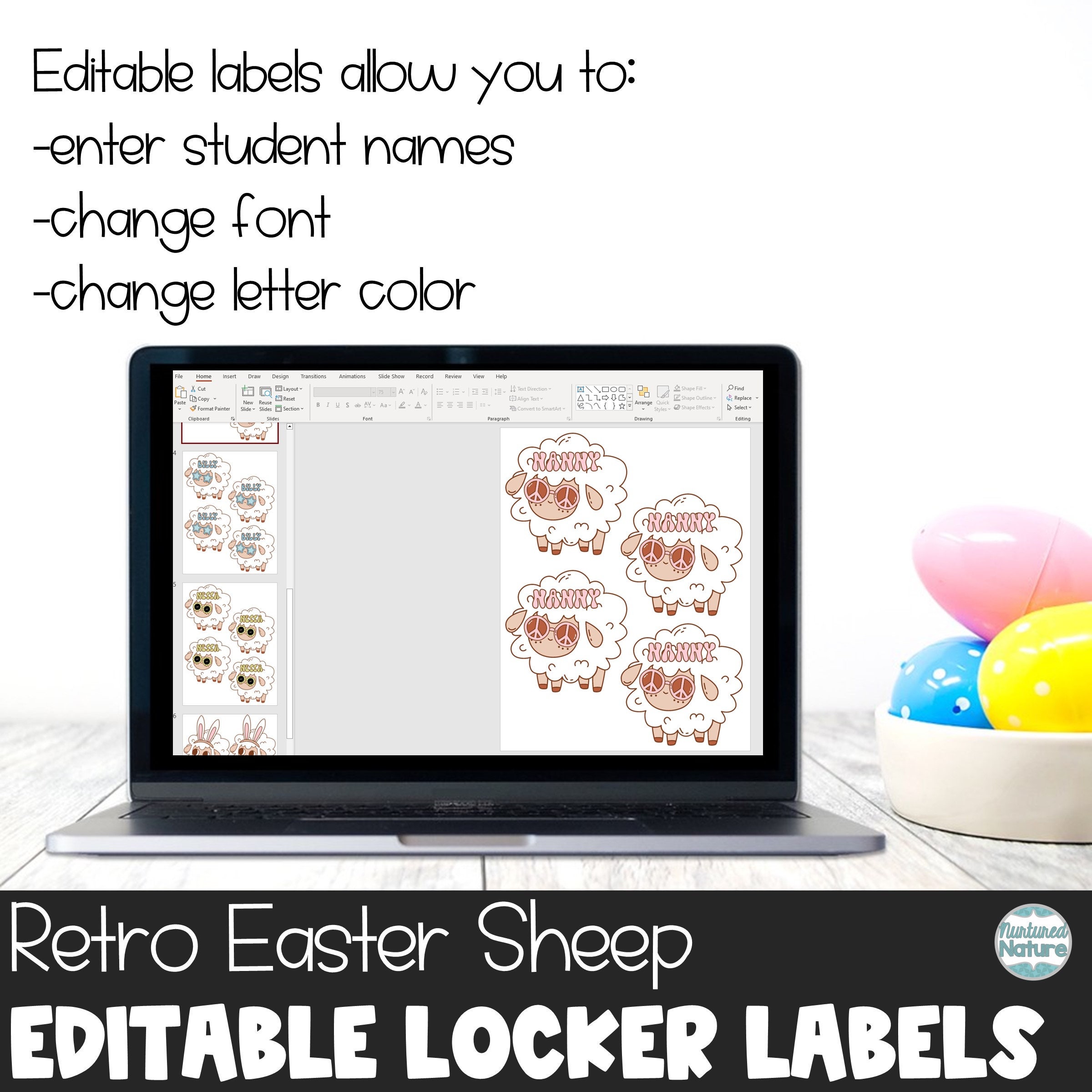 Retro Easter Decor, Cubby Tags, Easter Sheep Printable for Kids, Easter ...