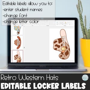 Editable Name Tags for School, Retro Western Print Cowgirl Decor ...