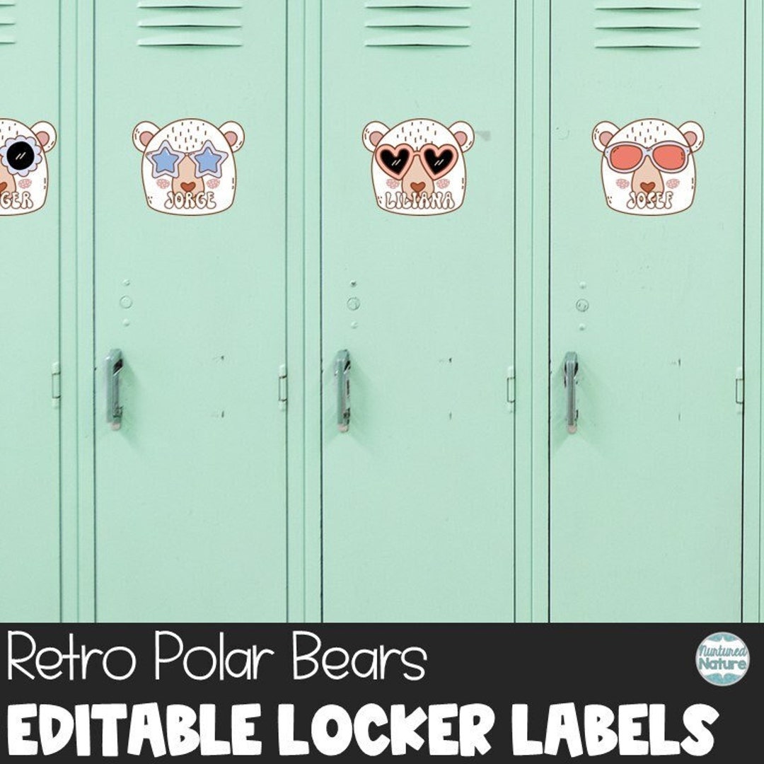 Editable Name Tags for School, Polar Bear Printable, Retro Winter ...