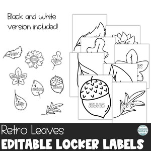 Editable Name Tags for School, Retro Fall Vibes, Autumn Leaves, Cubby ...