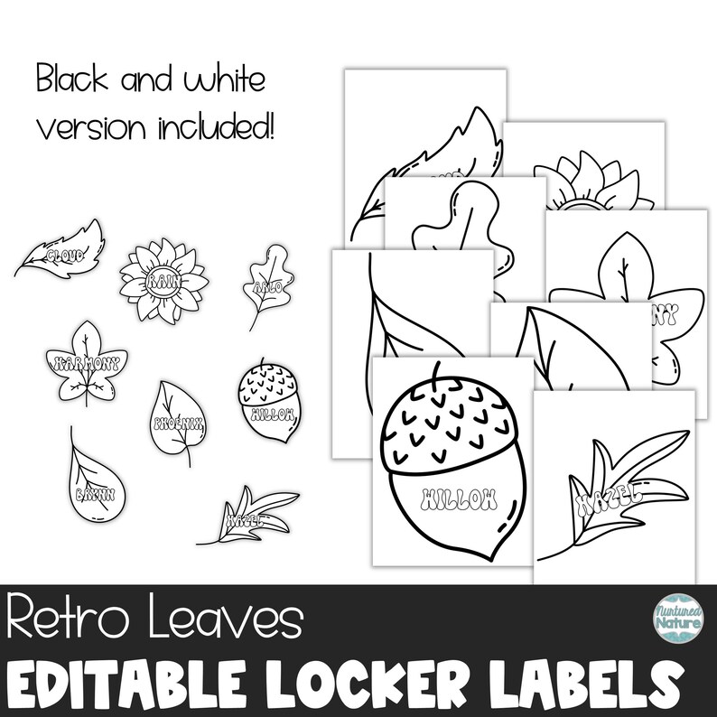 Editable Name Tags for School, Retro Fall Vibes, Autumn Leaves, Cubby ...