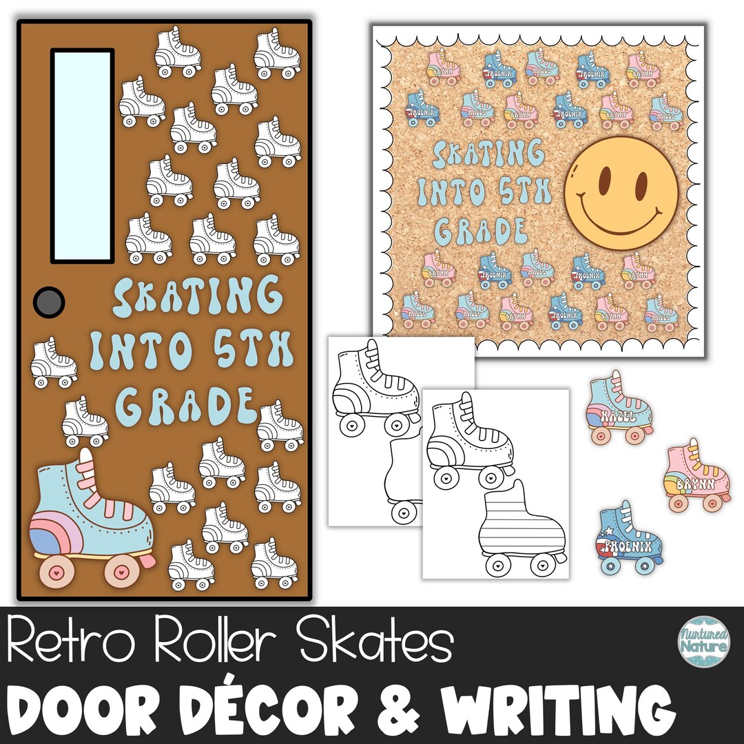 Back to School Classroom Decor, Retro Roller Skates, Classroom Door ...