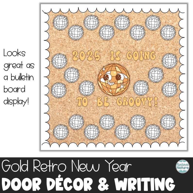 New Year Classroom Door Decoration, Retro New Year, Disco Ball ...