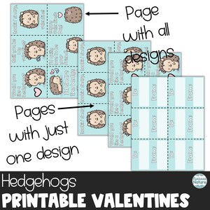 Hedgehog Valentine Cards for Kids Classroom, Hedgepig Printable ...