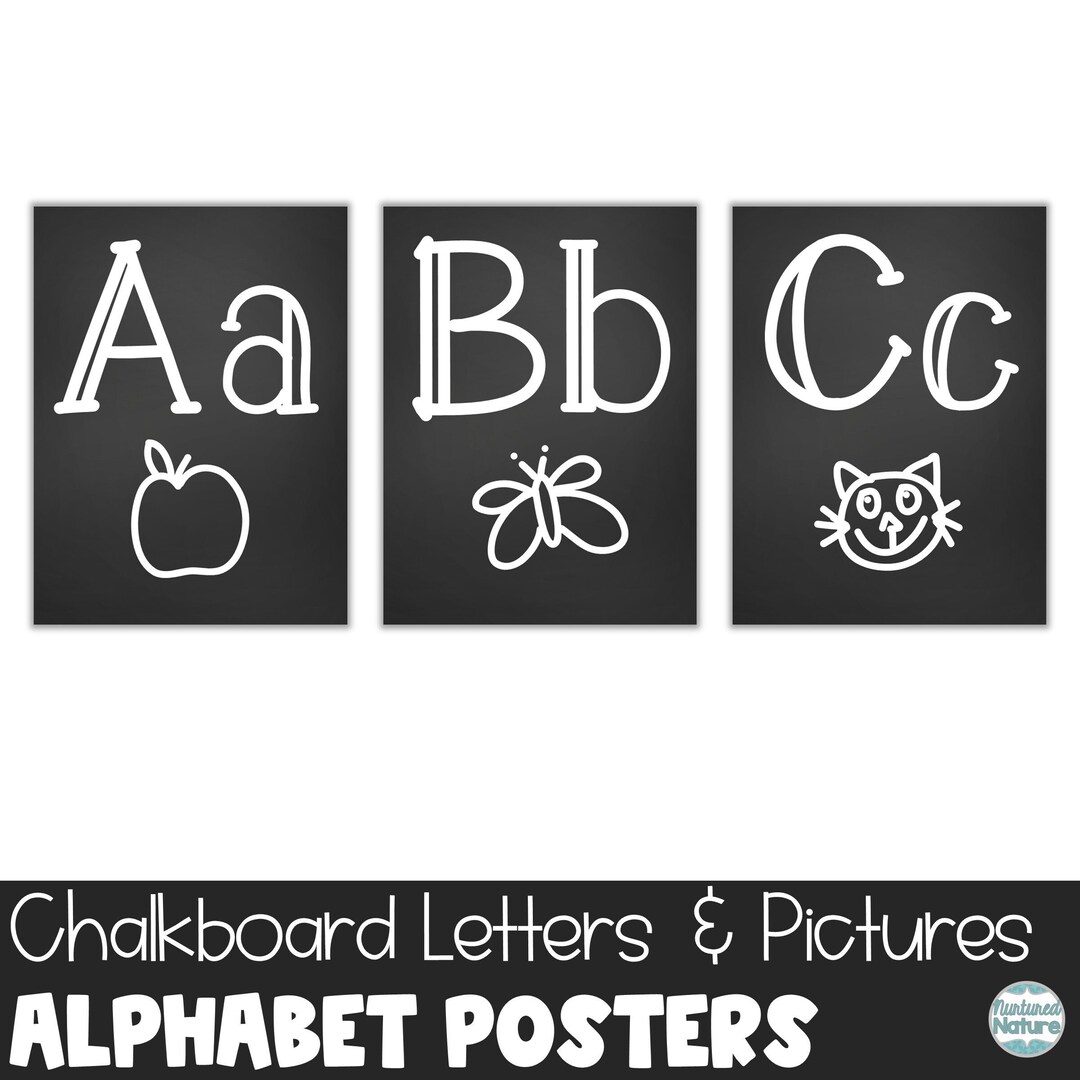 Chalkboard Alphabet ABC Poster Set - Printable Farmhouse Classroom ...