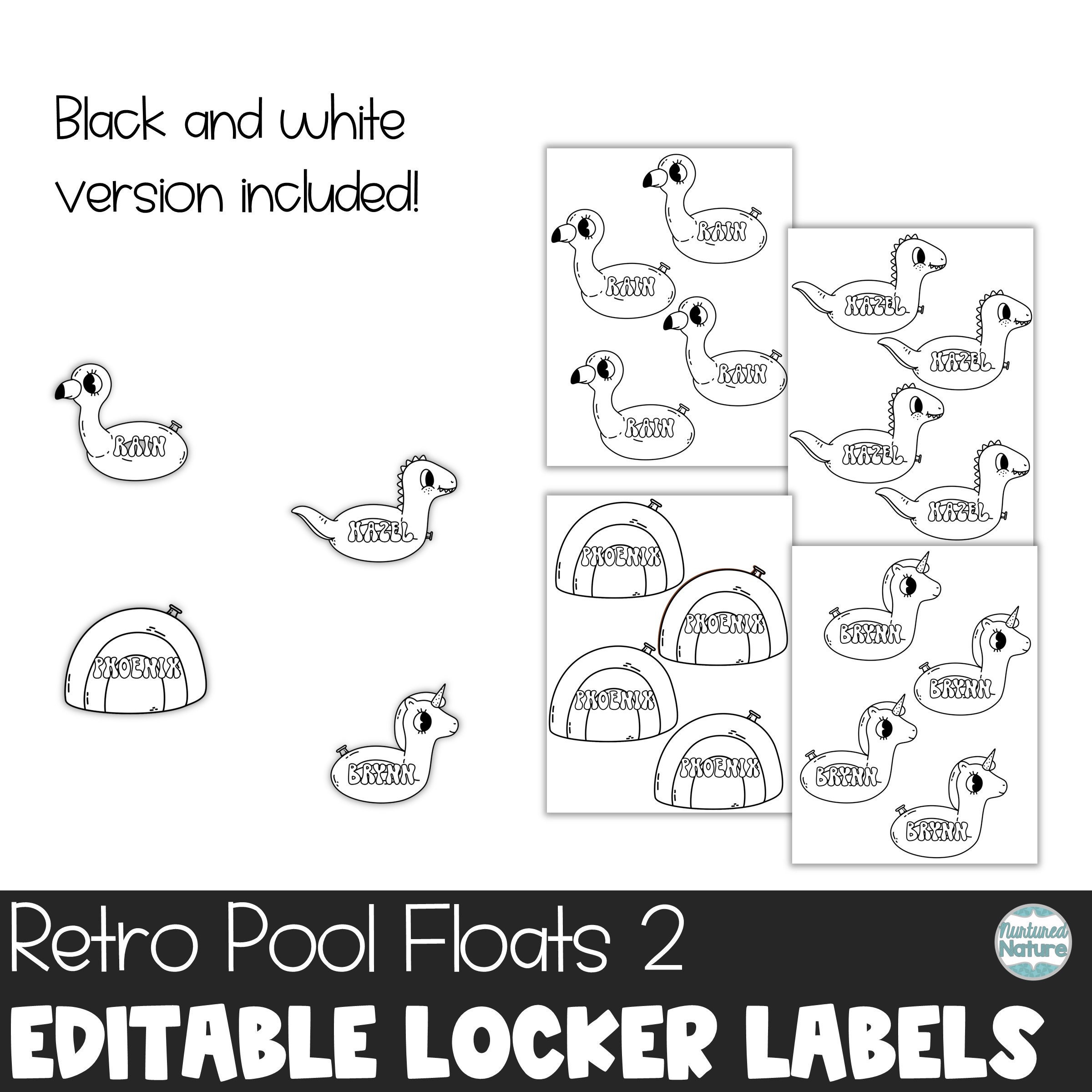 Editable Name Tags for School, Retro Summer, Cubby Tags, Editable ...