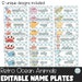Retro Ocean Animal Name Tags for School, Name Plate for Desk, Editable ...