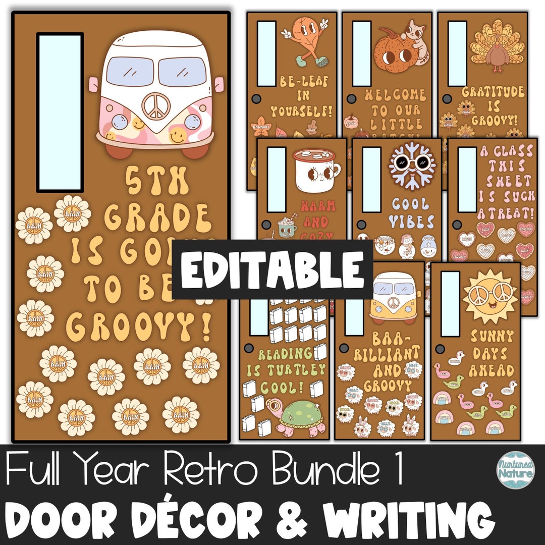 Back to School Classroom Decor, Groovy Retro Classroom Door, Whole Year ...