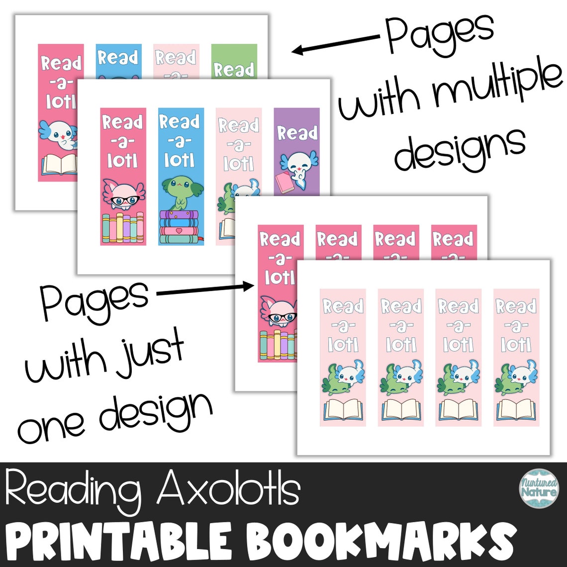 Read Across America Week Printable Bookmarks for Kids Axolotl - Etsy