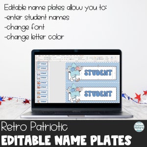 Classroom Name Tags, Patriotic Decorations, Classroom Decor, Retro Name ...