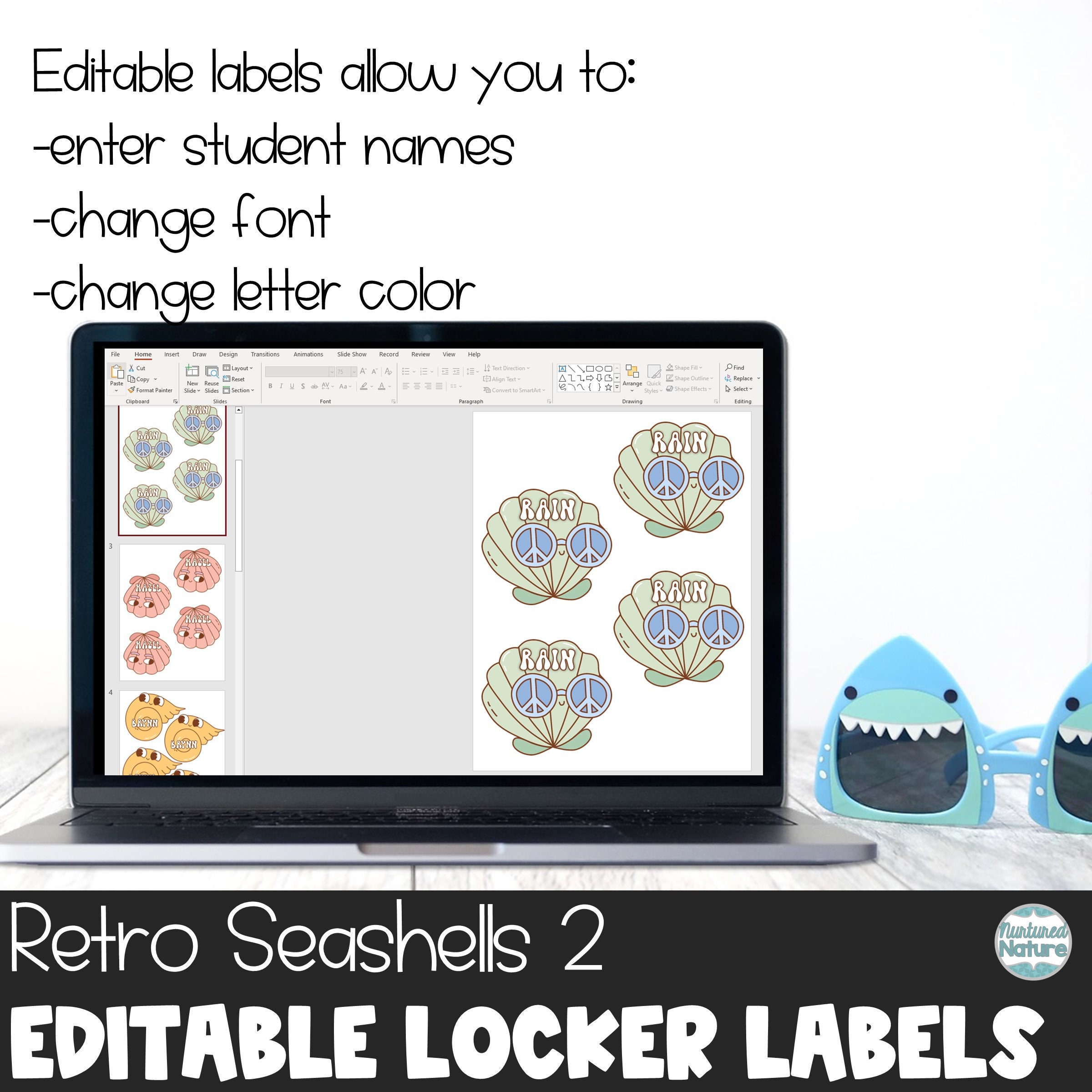 Seashell Name Tags Retro Name Tags for School Cubby Tags - Etsy