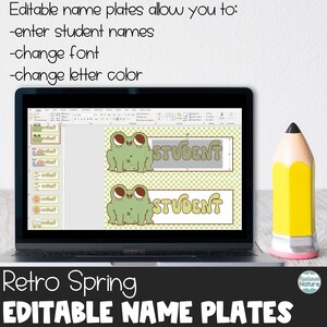 Classroom Name Tags, Spring Decor, Retro Name Plate for Desk, Editable ...