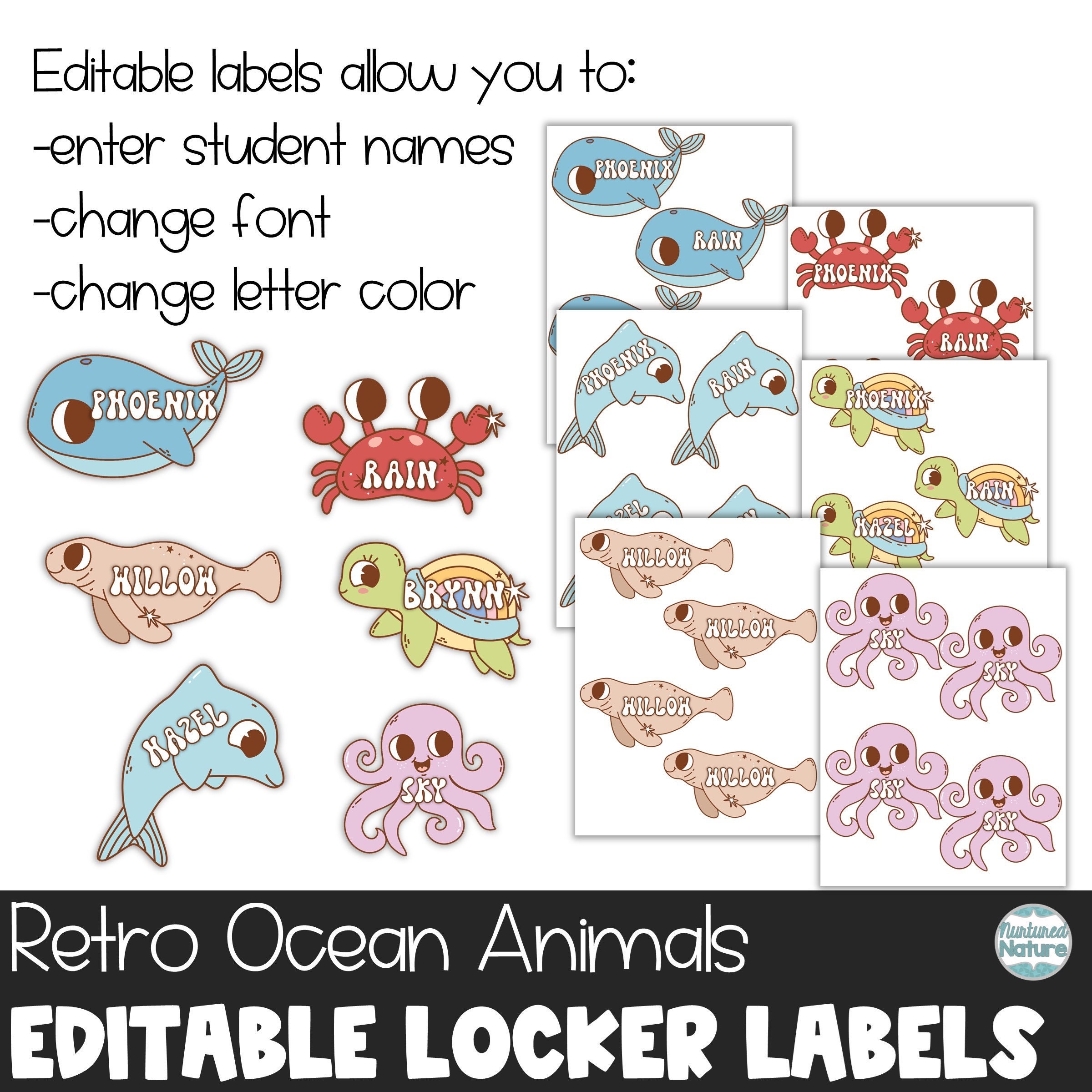 Editable Name Tags for School, Retro Cubby Tags, Back to School ...